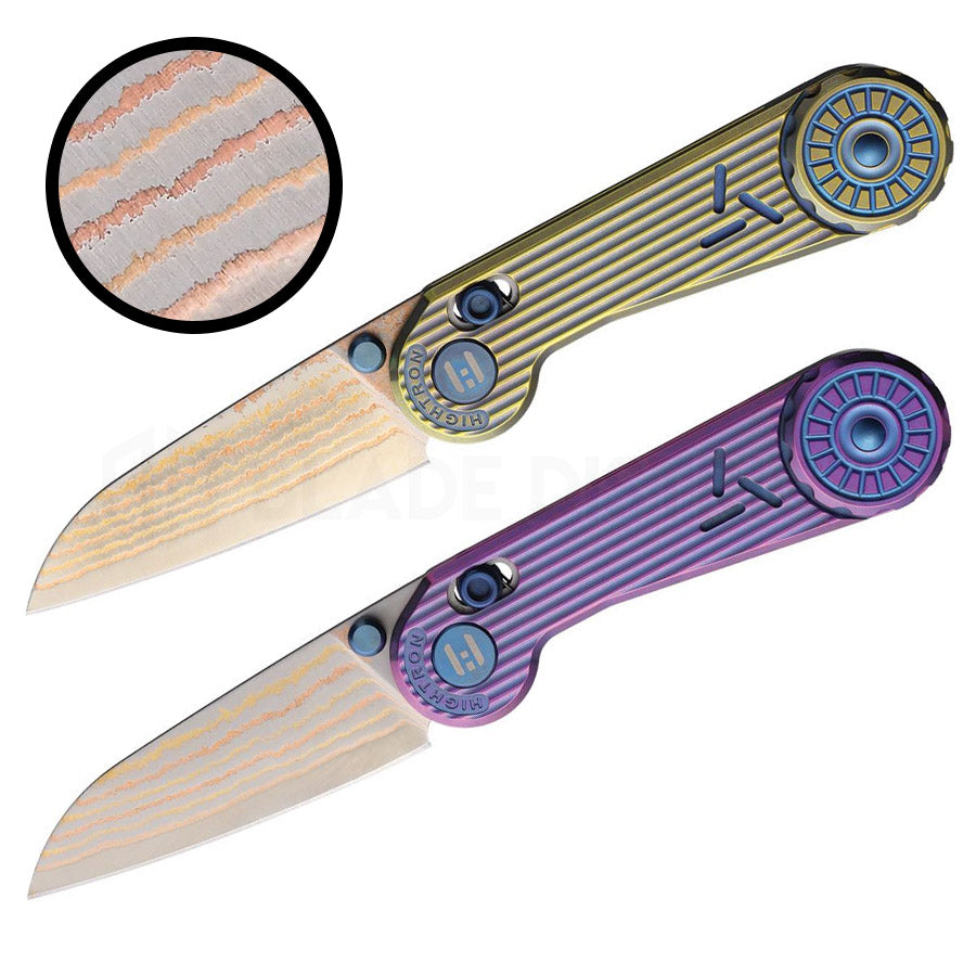 Hightron Edgeplay Titanium Crossbar Lock Copper Damascus 2.64 ...