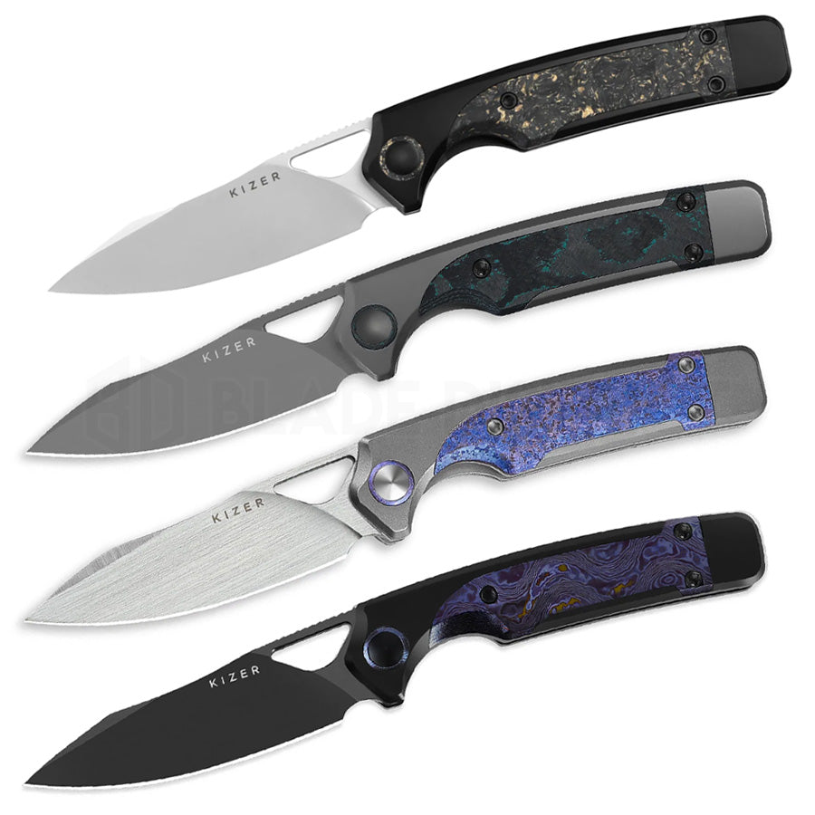 Kizer Ara Pocket Knife Carbon/Timascus (S45VN/CruWear) 3.1" – bladedistrict