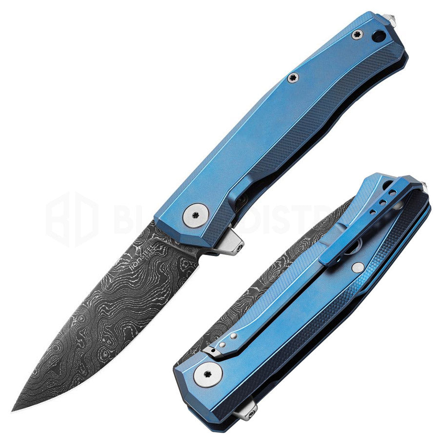 LionSteel Myto Titanium Frame Lock Knife Damascus 3.27" – bladedistrict